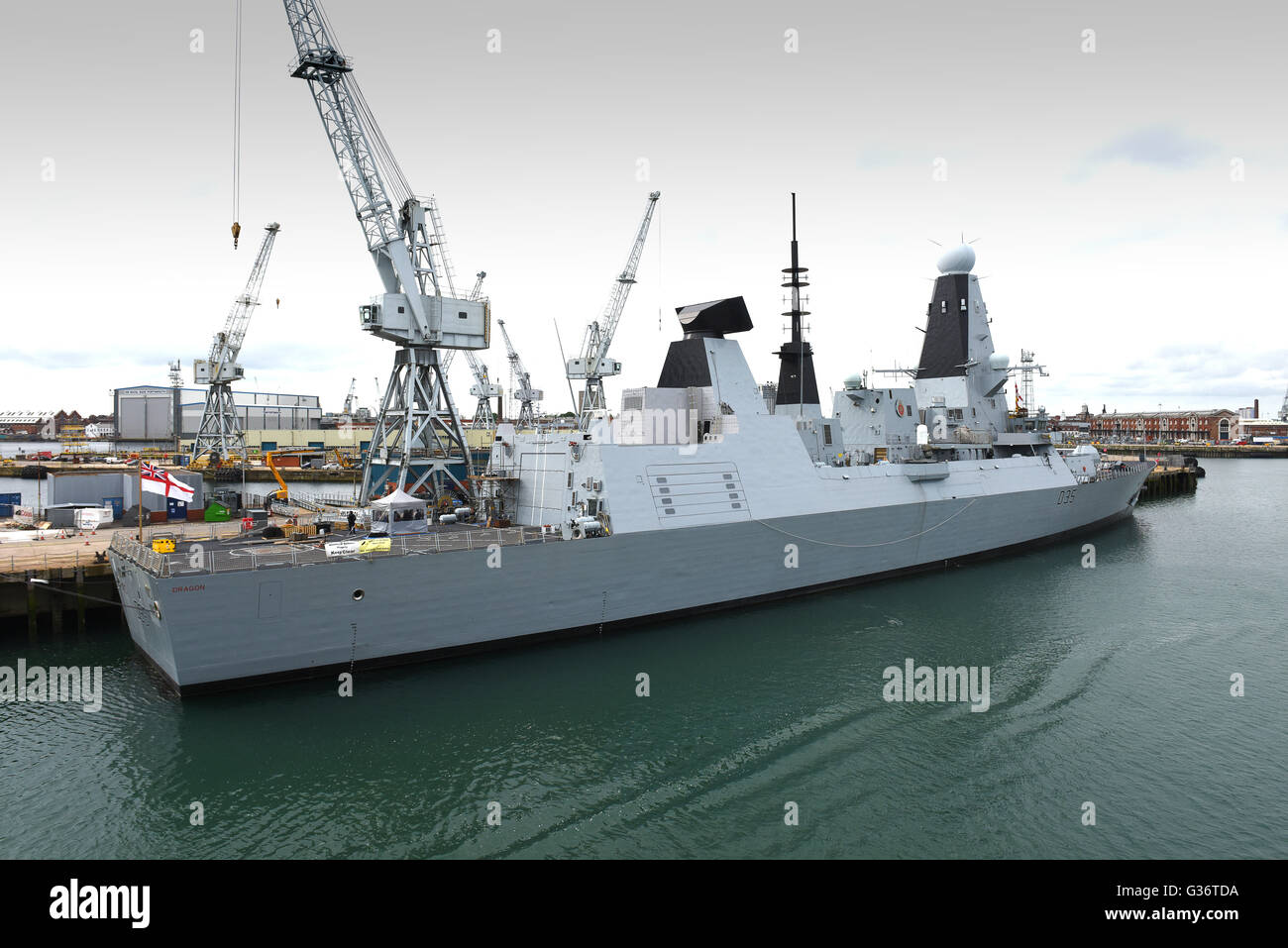 HMS Dragon D35 a Royal Navy Type 45 air defence destroyer at Portsmouth ...