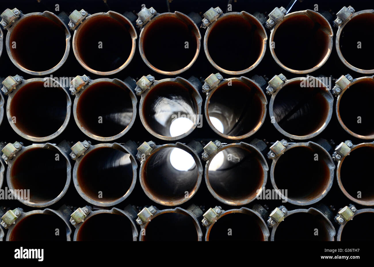 Launch tubes of the Grad multiple rocket launcher Stock Photo - Alamy