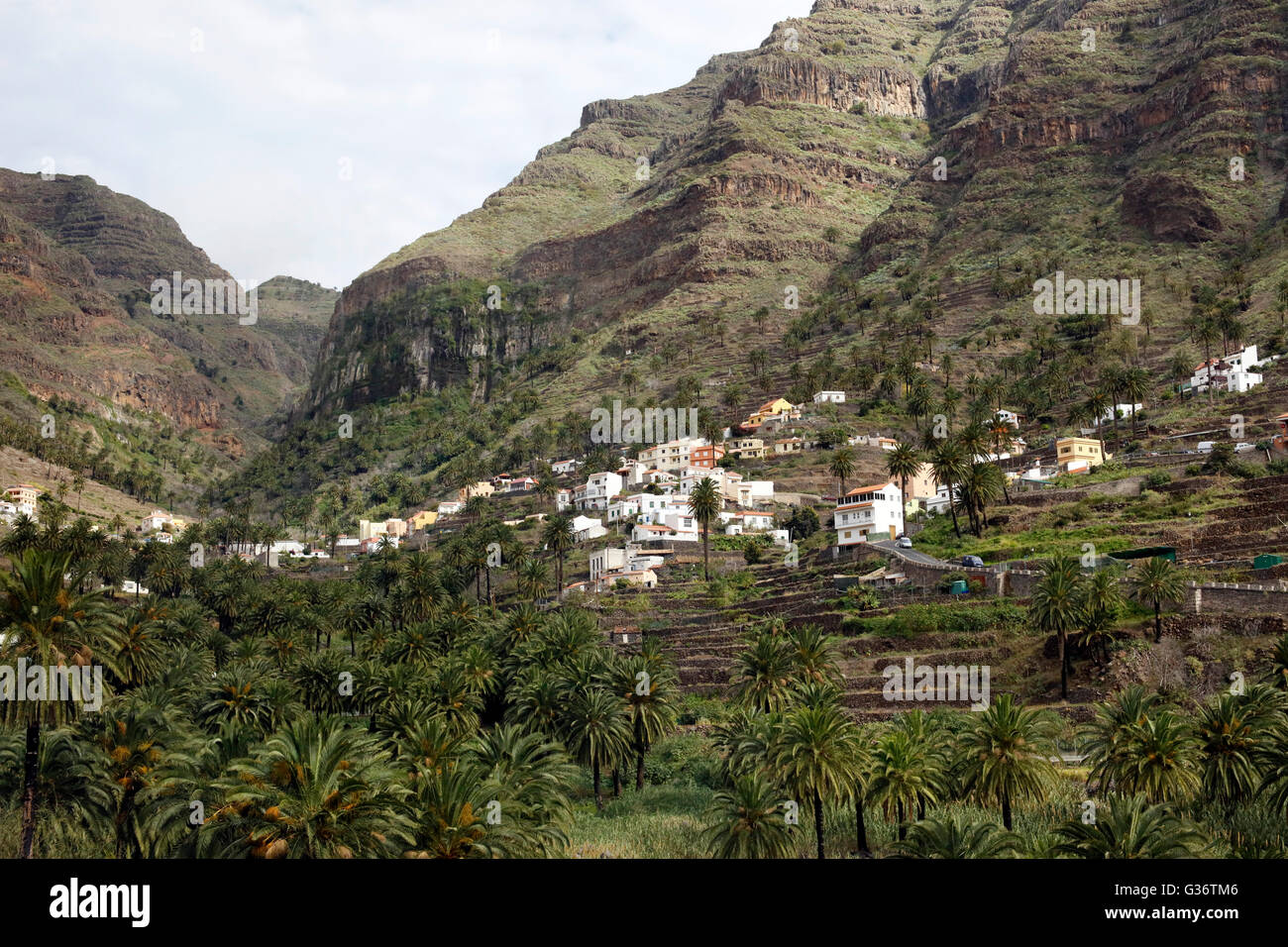 Valle Gran Rey, a steep volcanic valley on La Gomera plunging from the ...