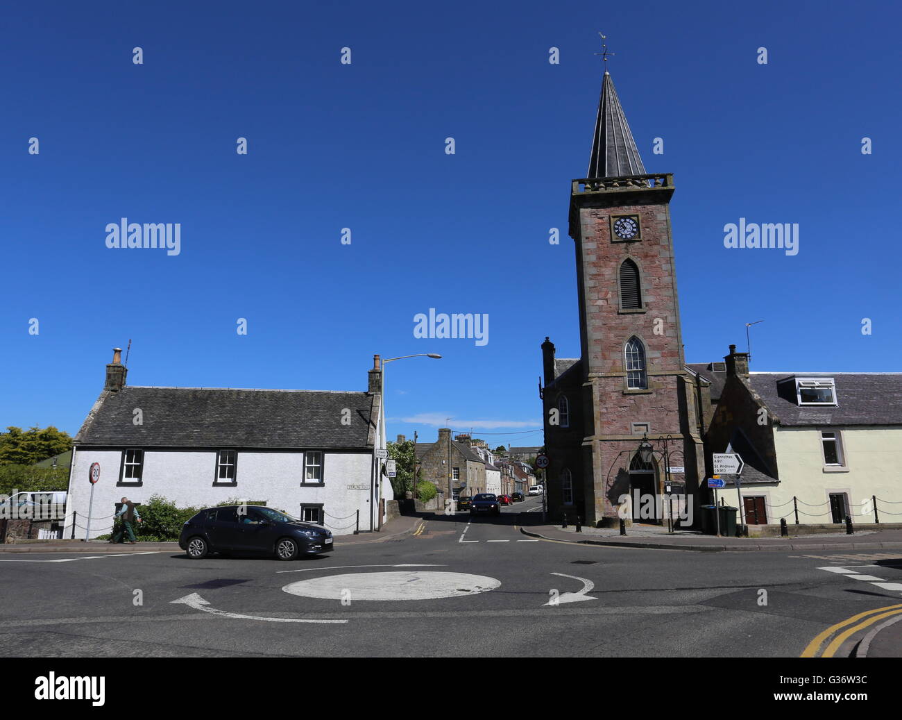 Milnathort street scene with town hall Scotland May 2016 Stock Photo ...