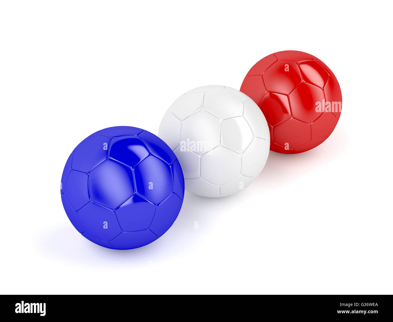Three football balls with colors of national flag of France Stock Photo ...