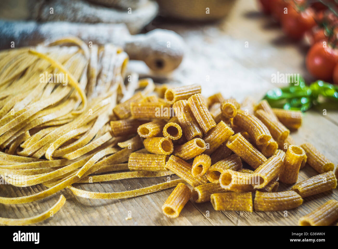 Pasta integral with ingredient Stock Photo - Alamy