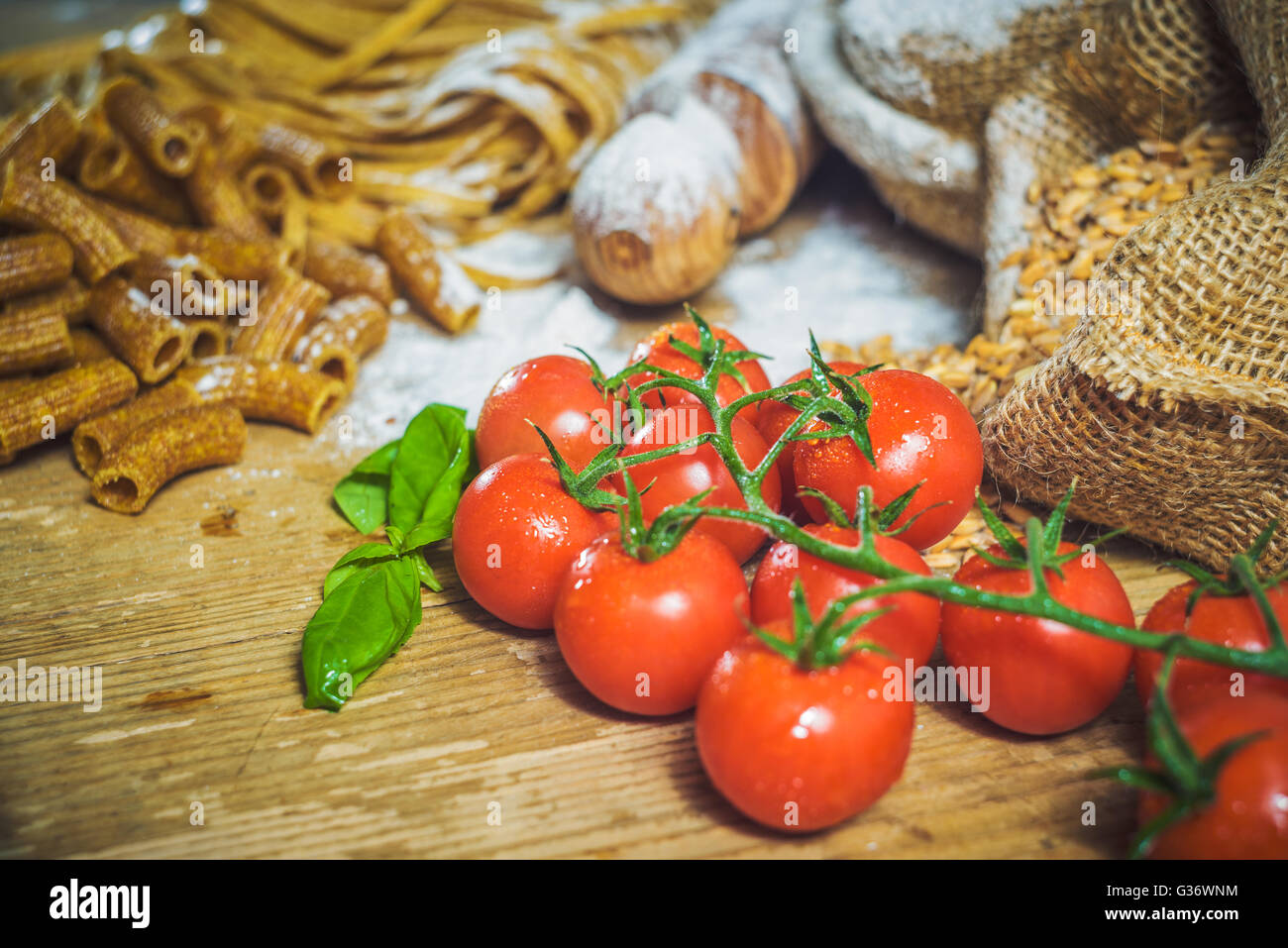 Pasta integral with ingredient Stock Photo - Alamy