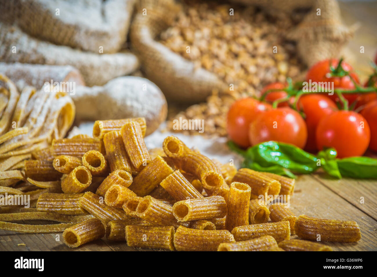 Pasta integral with ingredient Stock Photo - Alamy