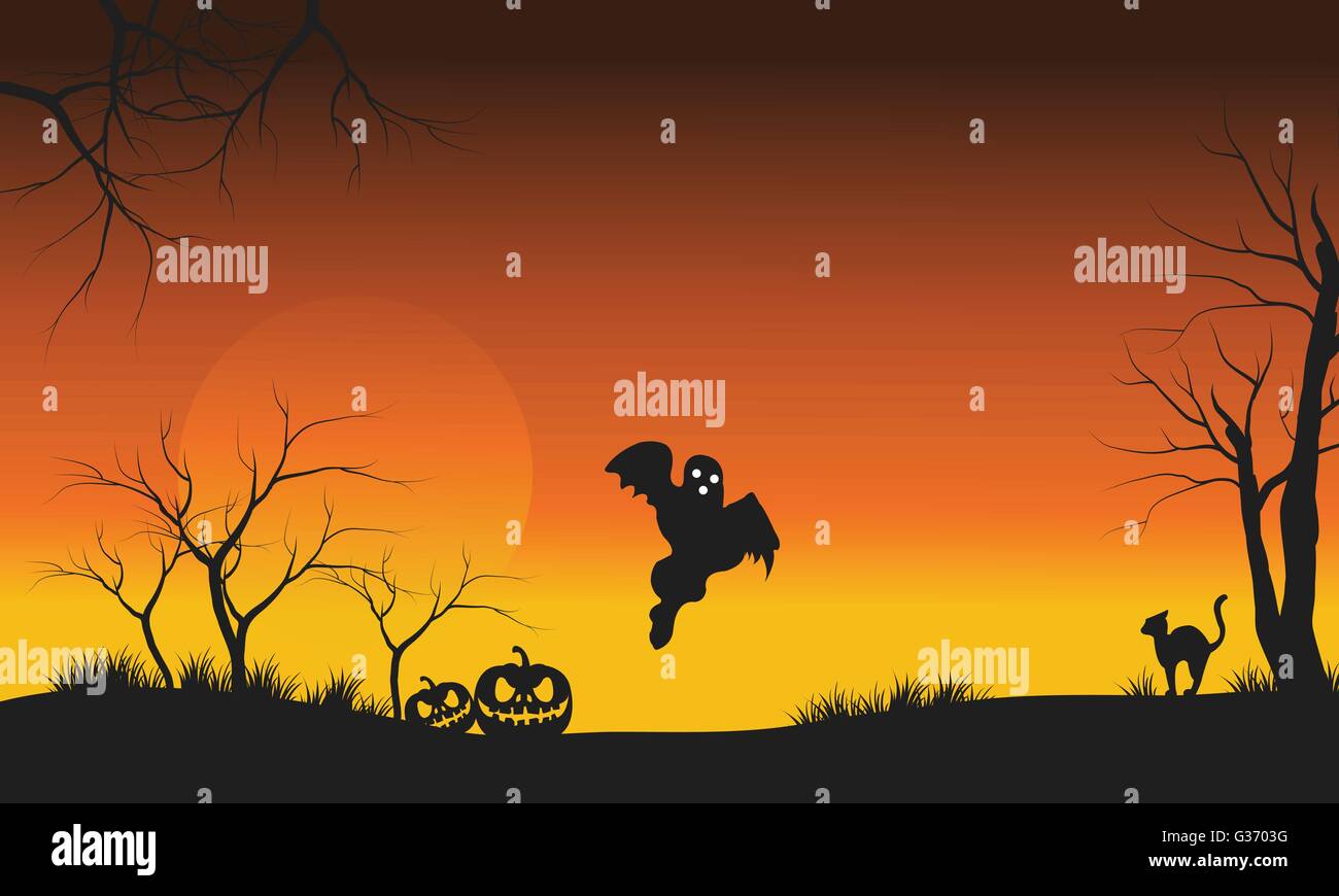 Halloween Ghost and cat scary Stock Vector Image & Art - Alamy