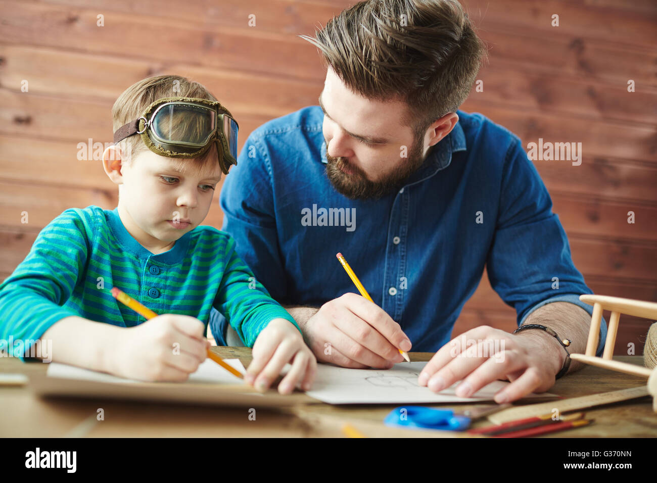 Drawing sketch with father Stock Photo - Alamy