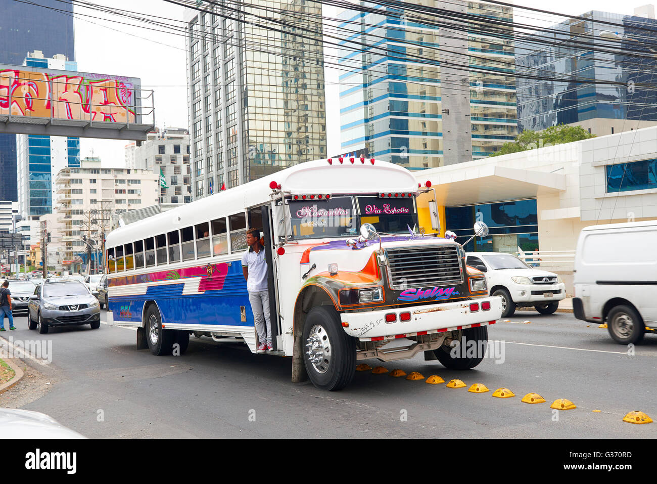 Decorated Bus, Panama City, Panama, Central America Stock Photo - Alamy
