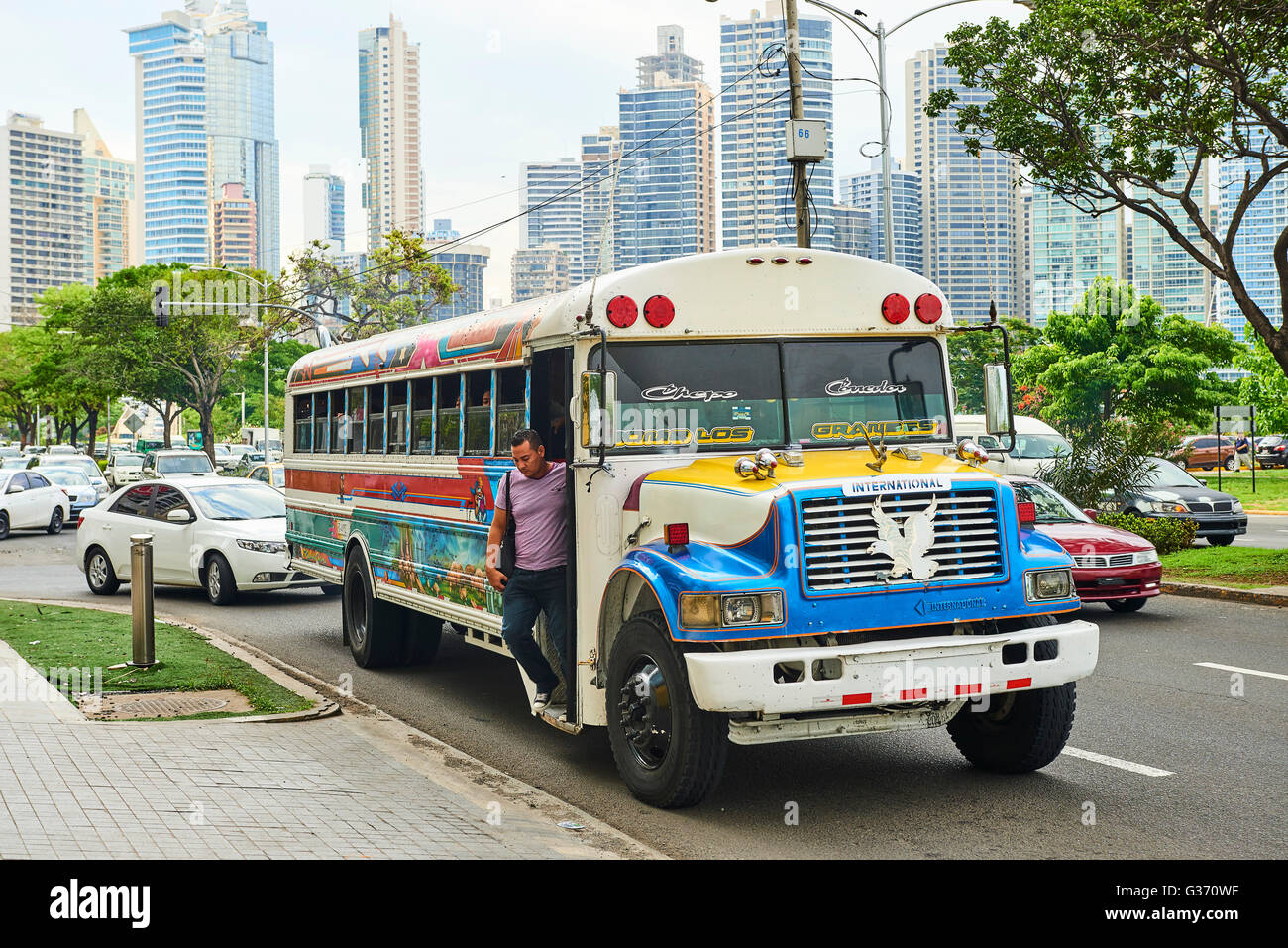 Decorated Bus, Panama City, Republic of Panama, Central America Stock ...