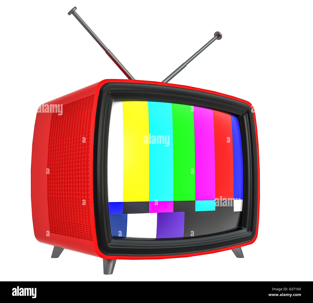 Illustration of old style red TV isolated on white Stock Photo - Alamy