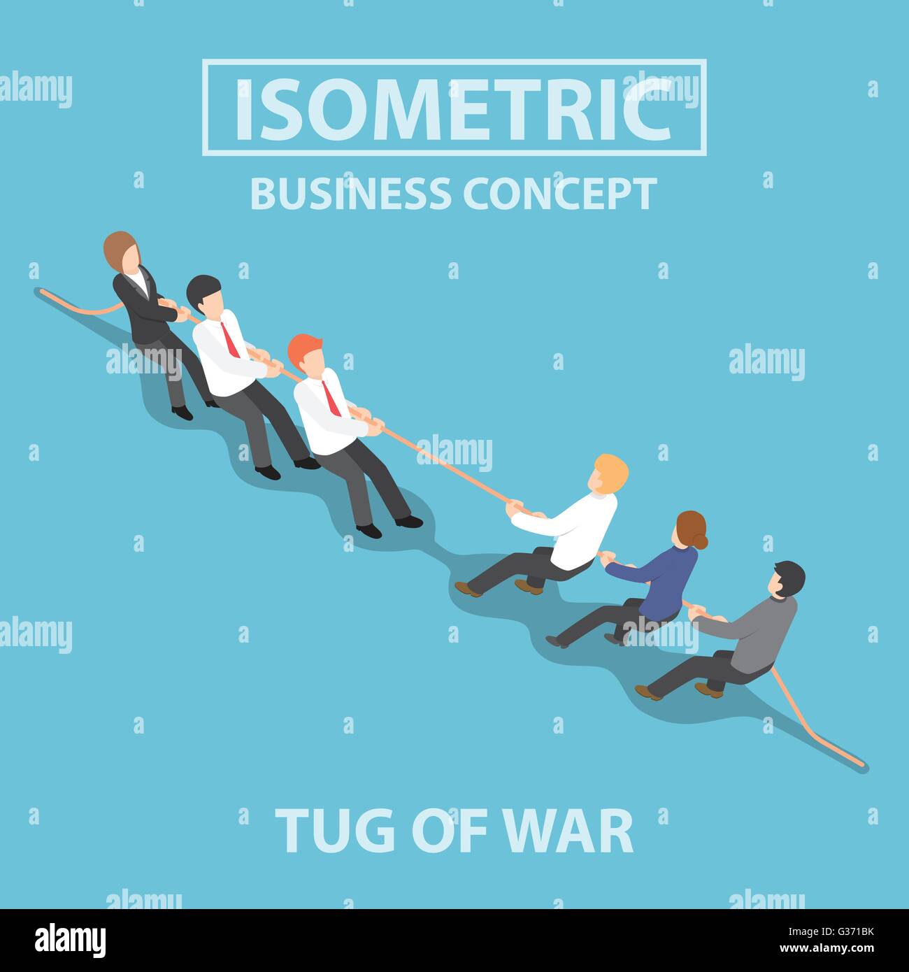 Business people playing tug of war, Competition concept, Flat 3d web ...