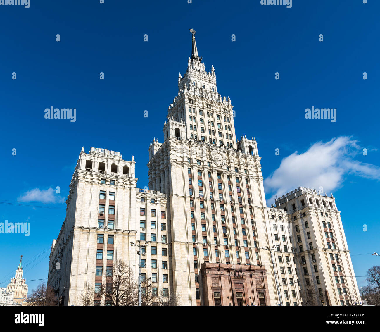 Stalin skyscraper on square of the Red Gate in Moscow, Russia Stock ...
