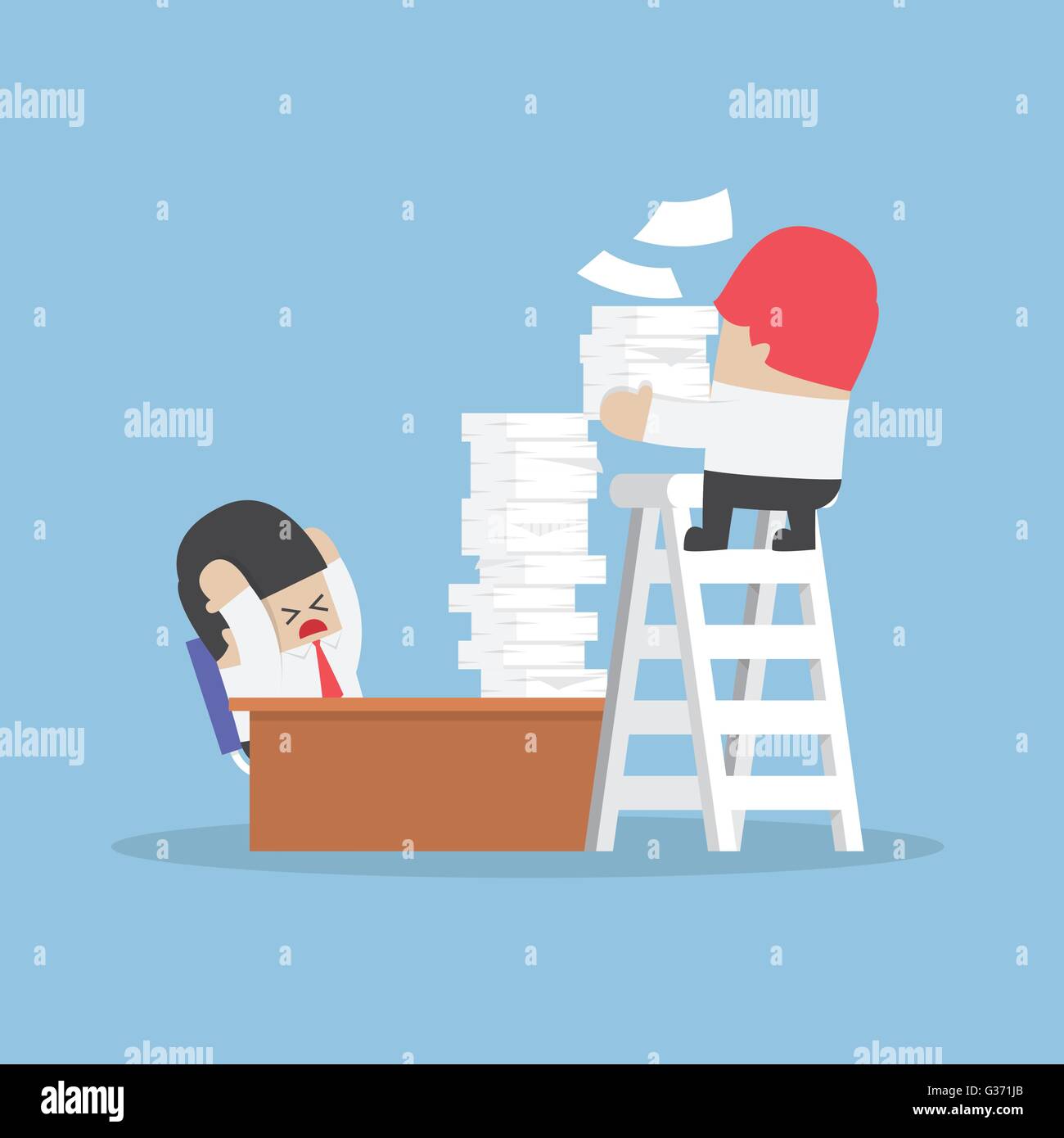 Businessman get a lot of work from his boss, Work hard concept, VECTOR ...