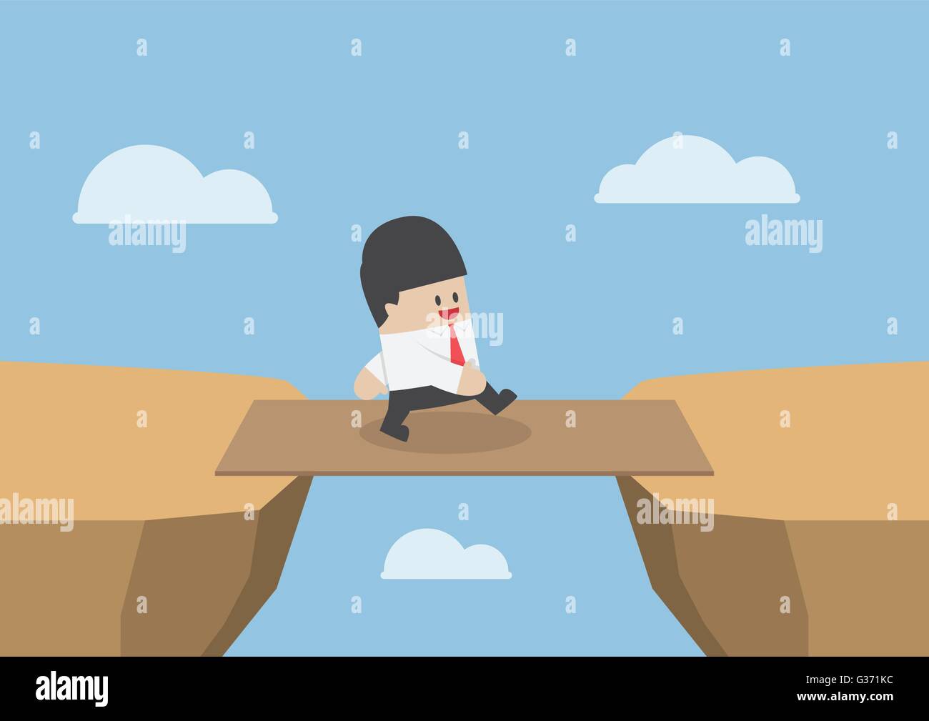 Businessman cross the cliff gap by wooden board as a bridge, VECTOR ...