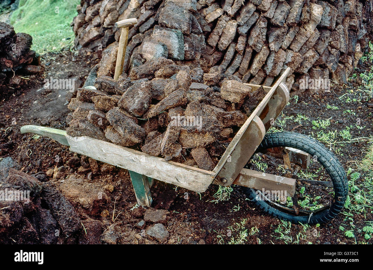 Uist, Scotland, one of the islands of the Outer Hebrides. An old wooden ...