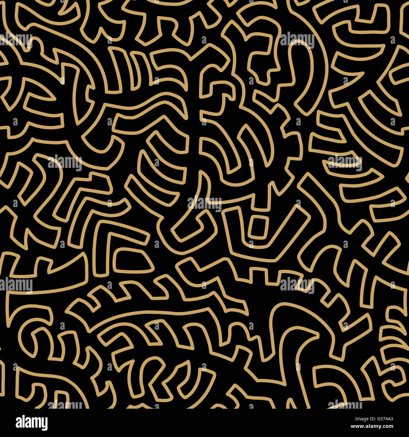 Isolated vector tribal seamless pattern on black background. Linear ...