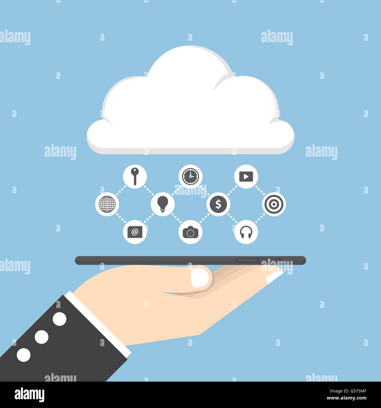 Tablet phone mobile computer data share Stock Vector Images - Alamy