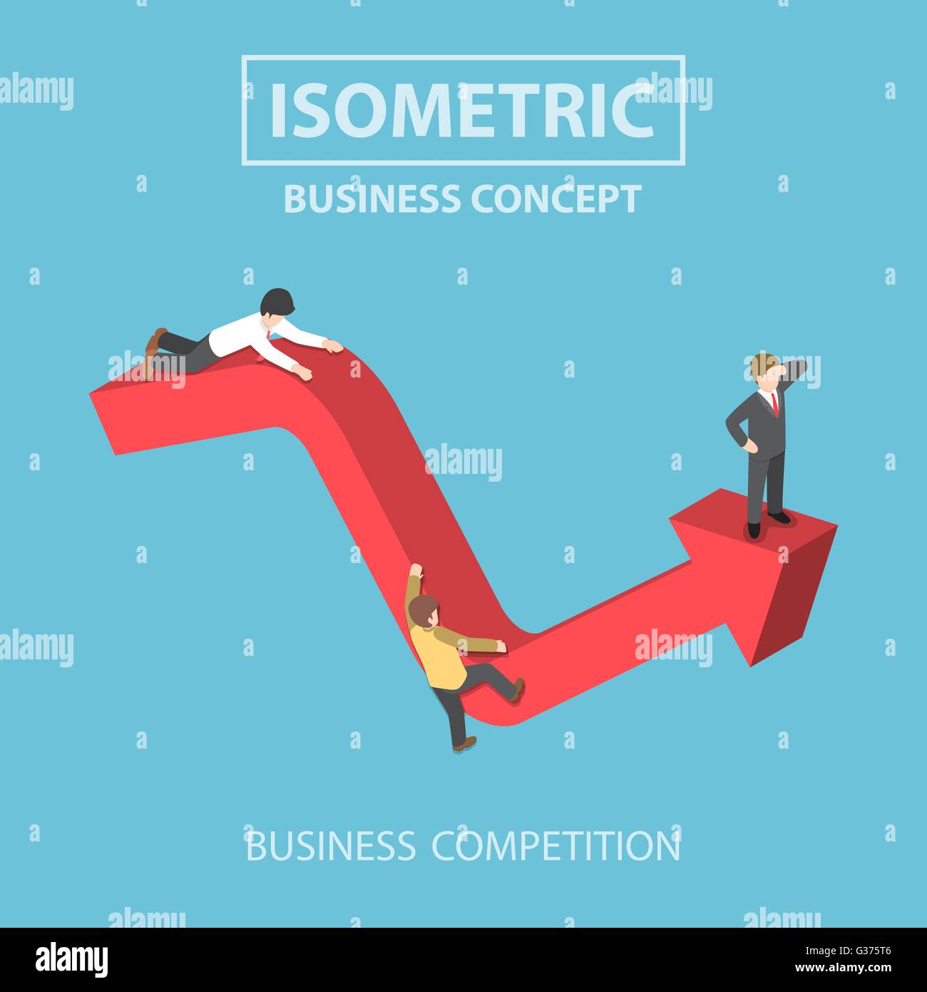 Isometric businessman climbs up to the top of graph, business ...
