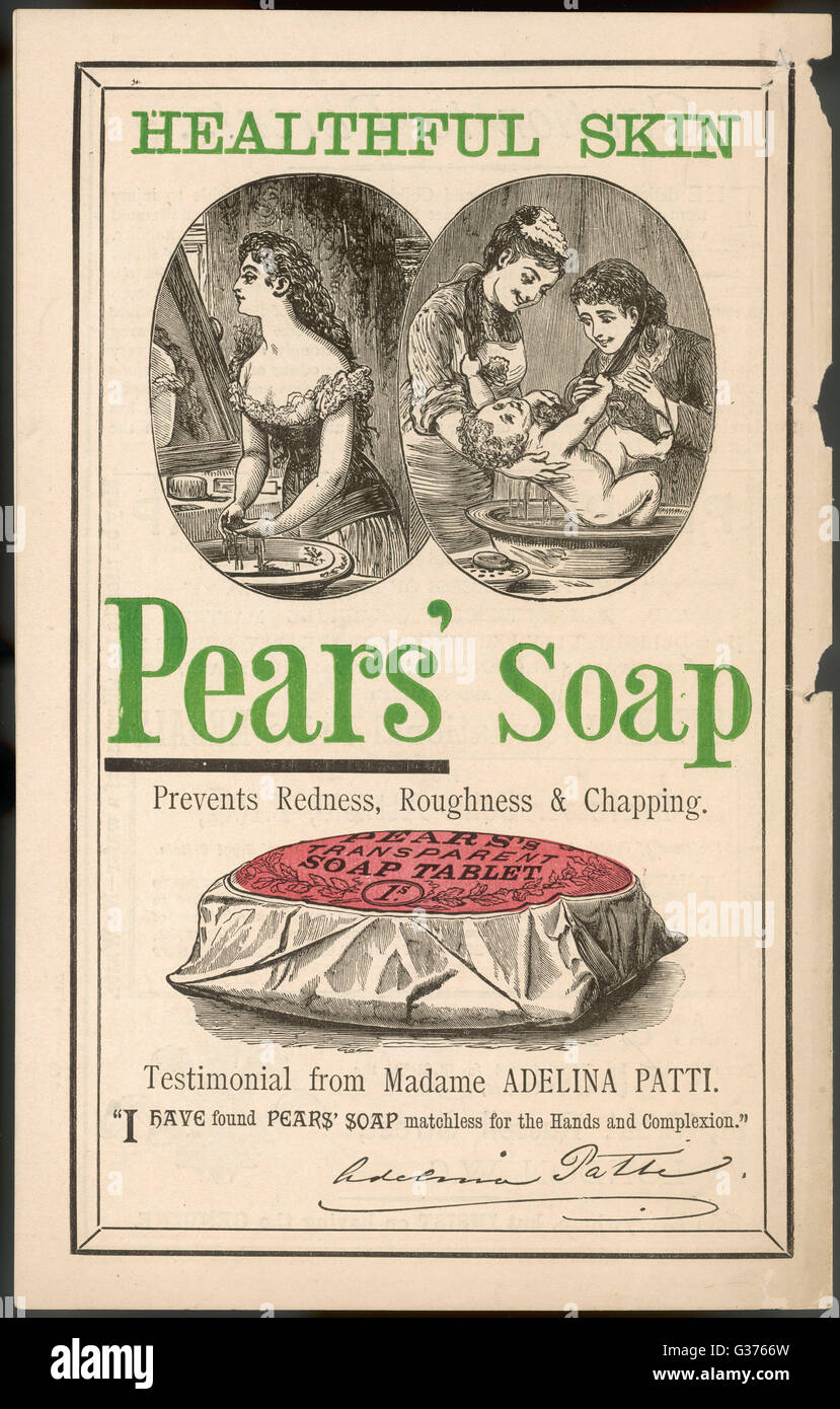 Pears' Soap is matchless for the Hands and Complexion. Famous singer ...