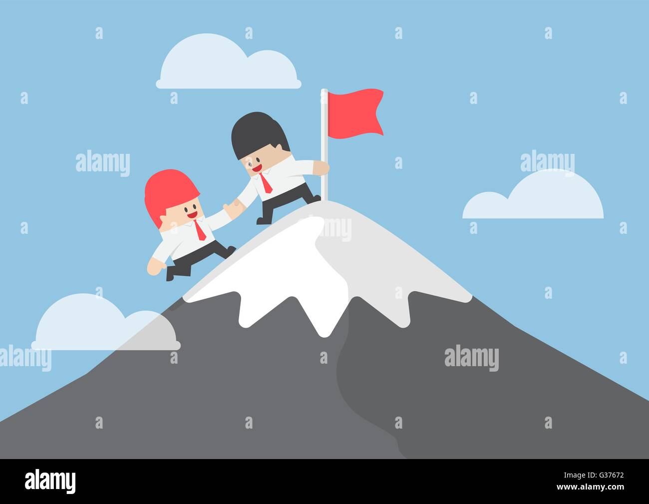 Cartoon Helping Someone Climb