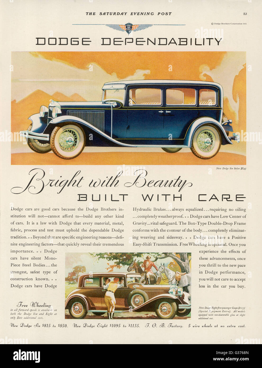 Dodge Motor Car Advertisement Stock Photo - Alamy