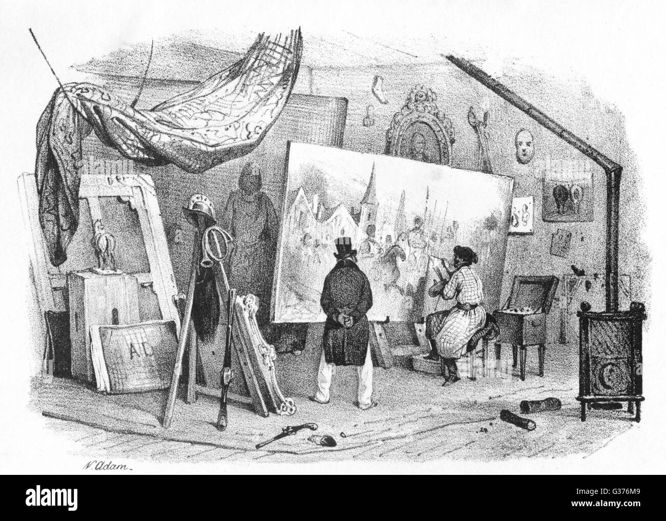 FRENCH PAINTER AT WORK Stock Photo - Alamy