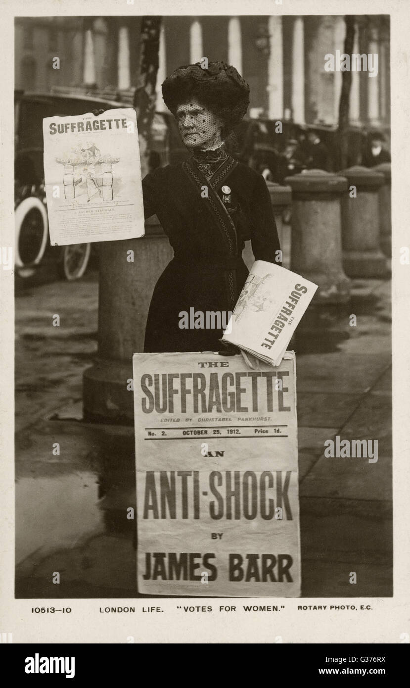 London Life - A Rotary Postcard photograph showing a suffragette ...