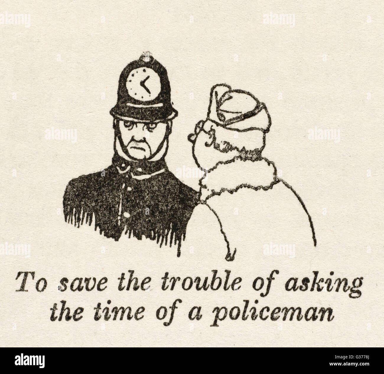 Asking policeman time - W H Robinson Stock Photo - Alamy