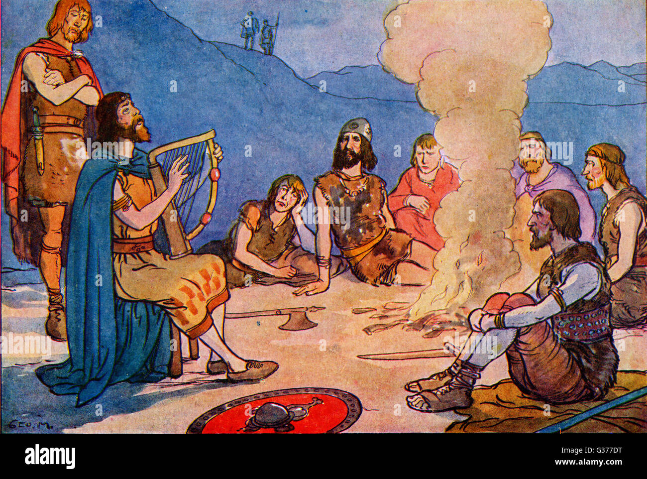 A Bard singing his poetry for the Britons around the campfire. These ...