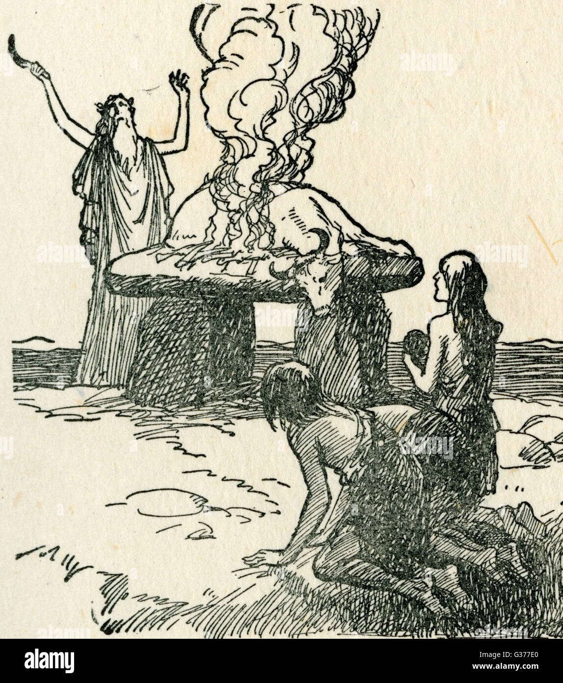 A Druid from Ancient Britain sacrificing an Ox to please the Gods ...