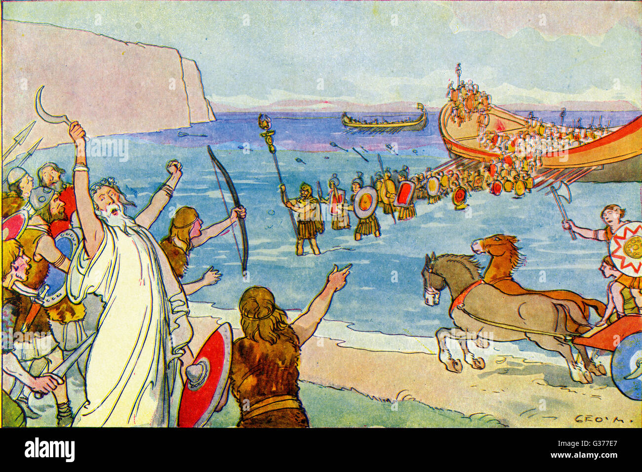 This picture shows the British forces trying to prevent Roman soldiers ...