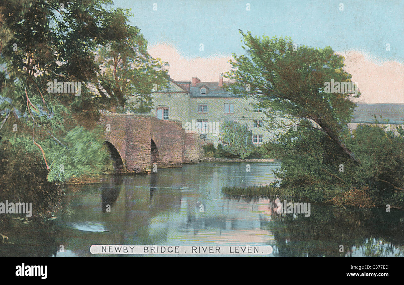 Newby Bridge, River Leven, Lancashire, England Stock Photo - Alamy
