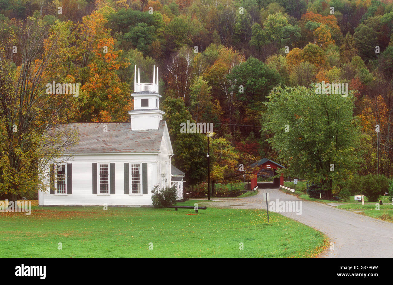Church and Covered Bridge at Arlington, Vermont, U.S.A Stock Photo - Alamy