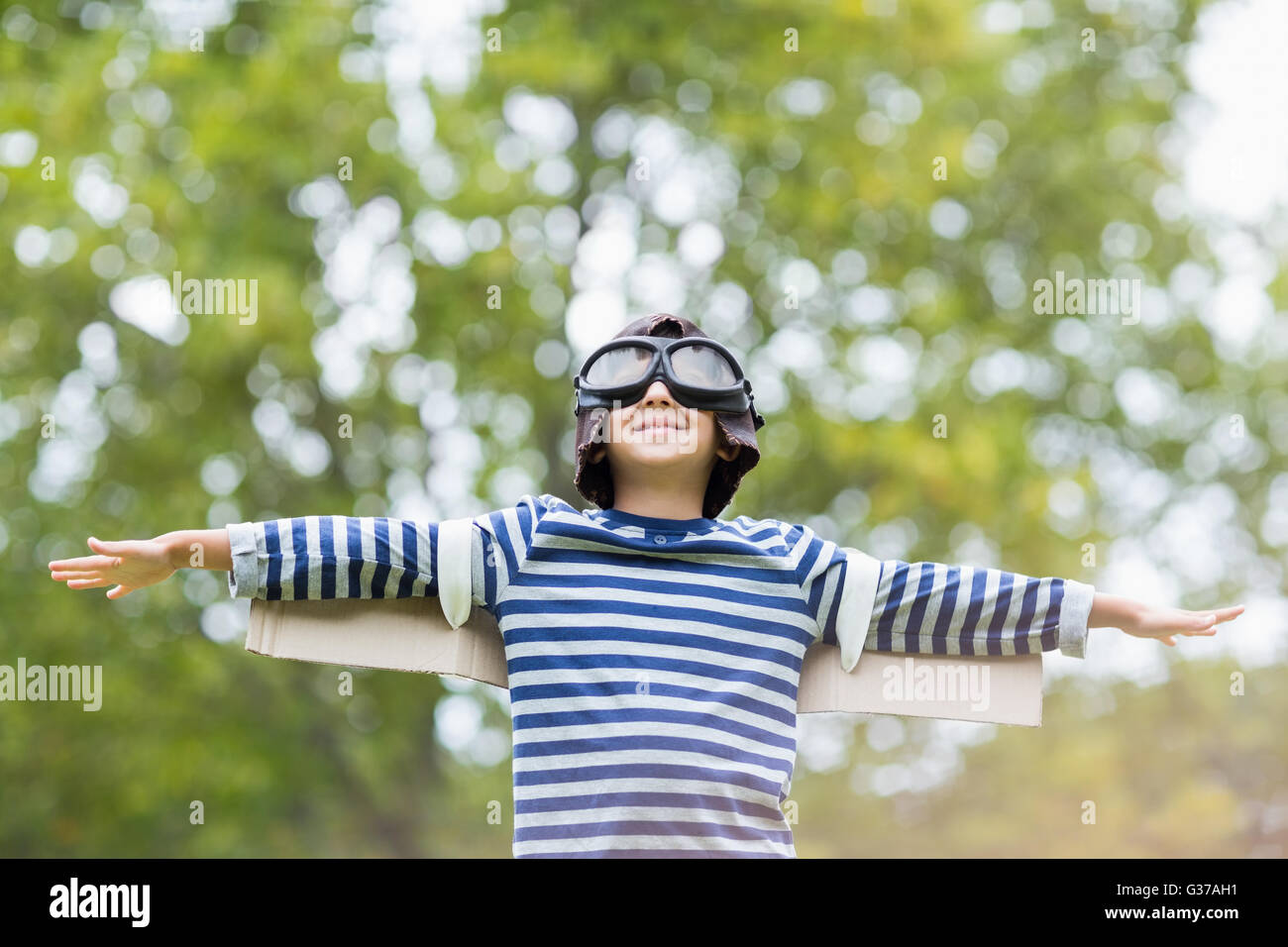 Boy pretending to be an aviation pilot Stock Photo - Alamy