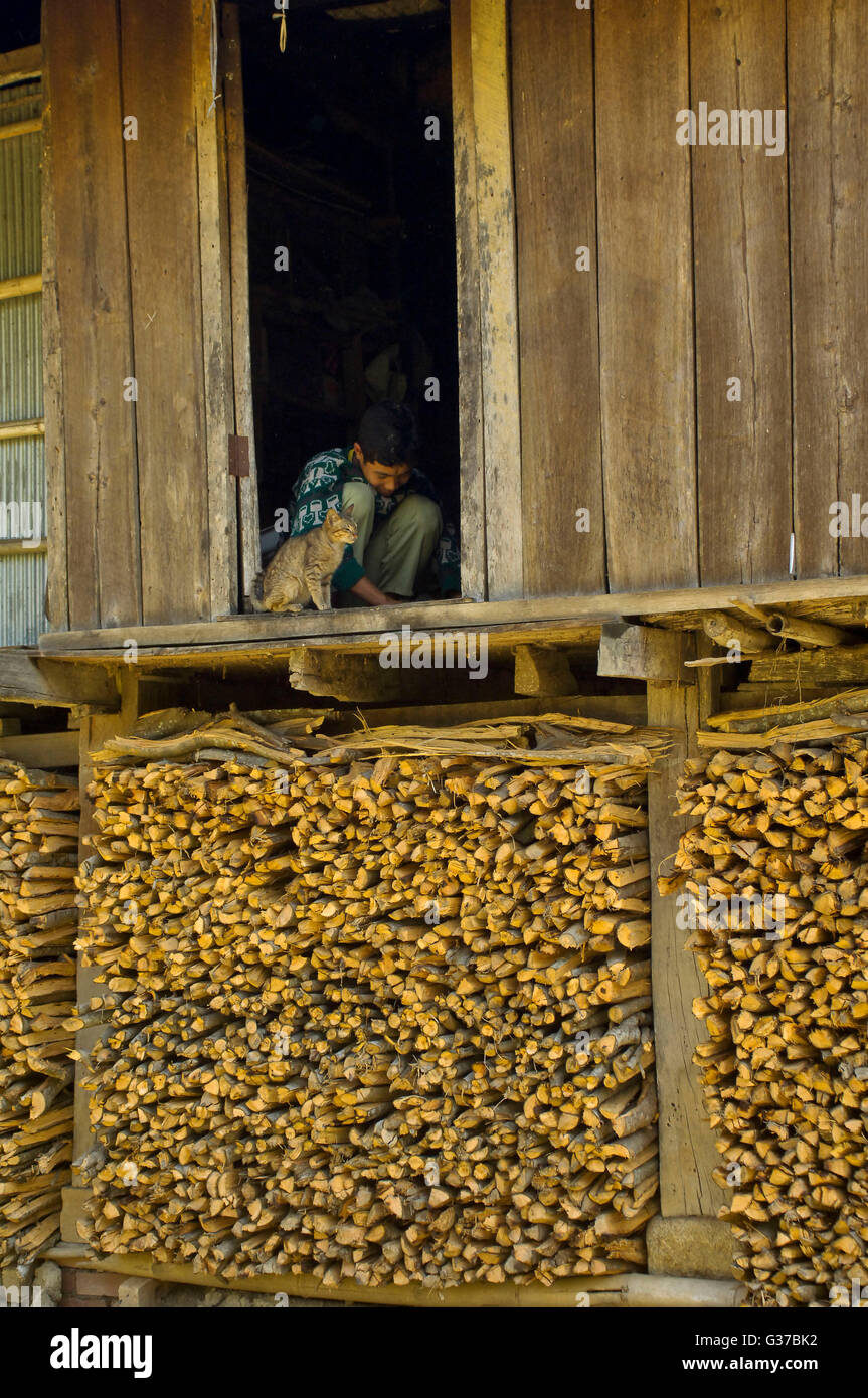 Houses in a typical Akha village near Kengtung Also known as Myanmar ...