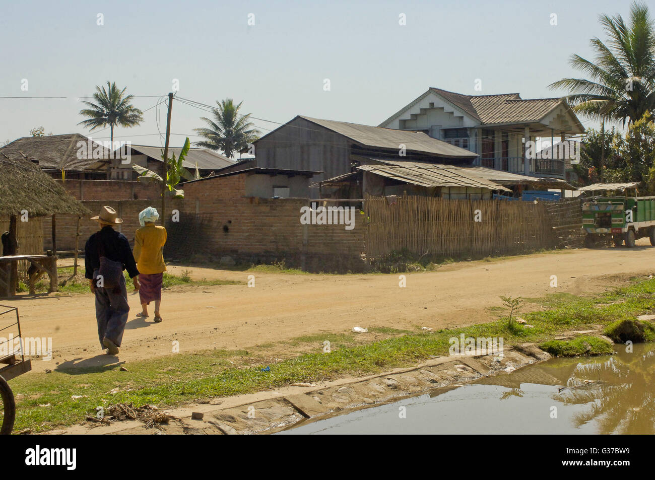 Houses in a typical AKHA village near KENGTUNG also known as KYAINGTONG ...