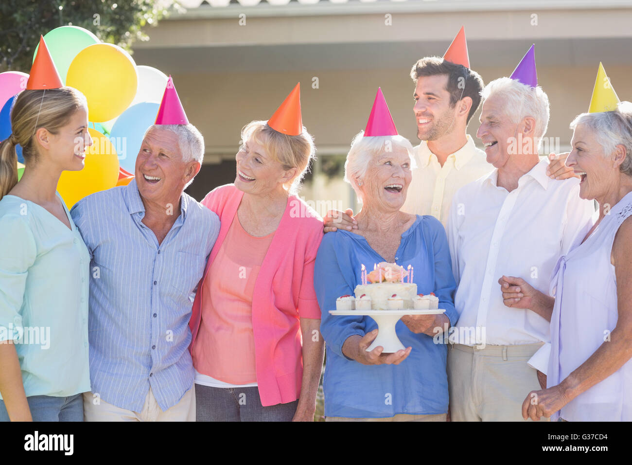 Happy seniors birthday party hi-res stock photography and images - Alamy