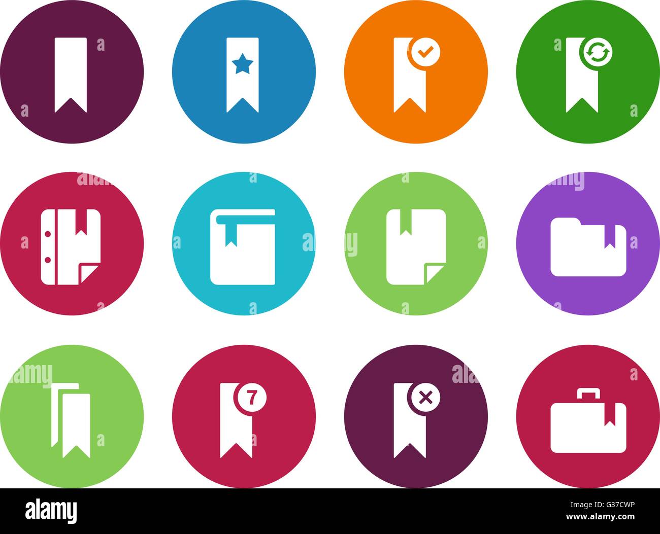 Bookmark, tag, circle icons on white background Stock Vector Image ...