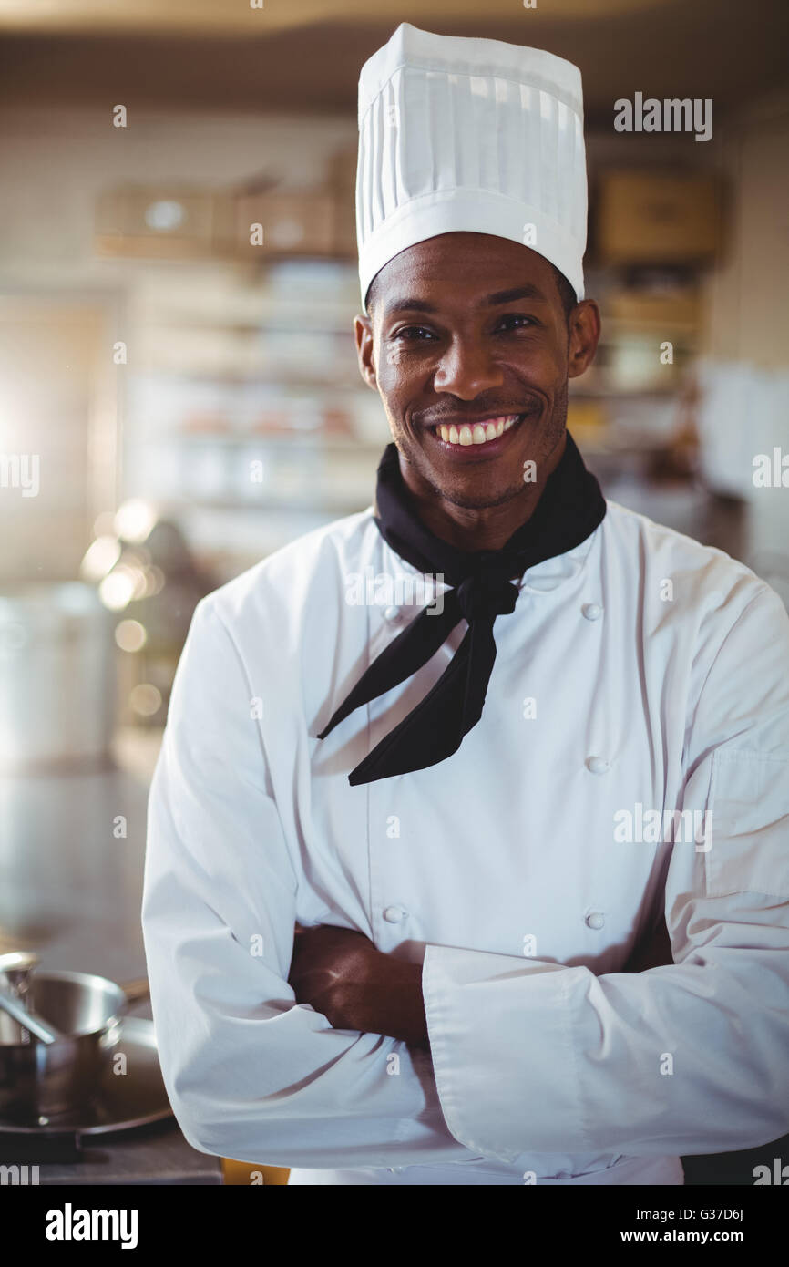Portrait chef commercial kitchen arms crossed hi-res stock photography ...