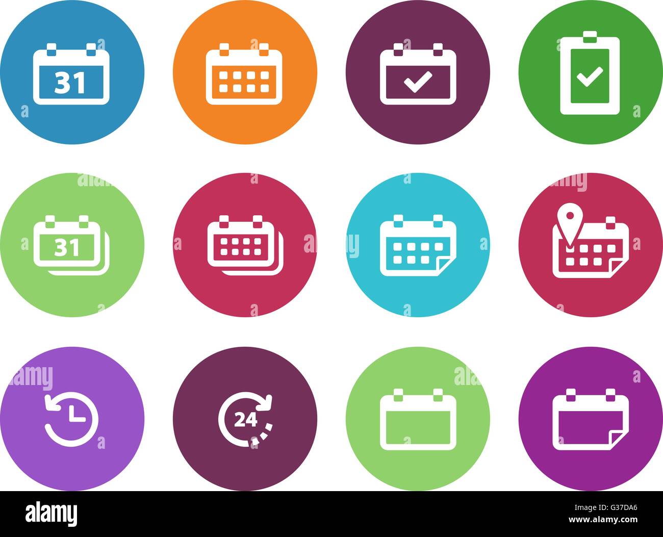 Calendar circle icons on white background Stock Vector Image & Art - Alamy