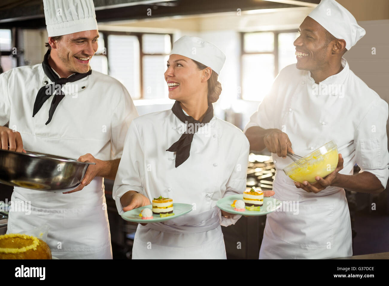 Chefs preparing a dessert Stock Photo - Alamy