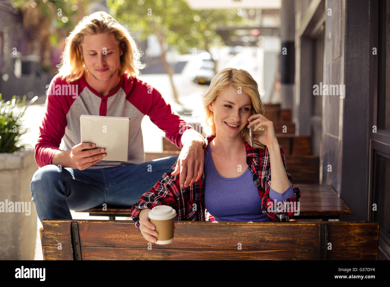 Customer using a tablet computer Stock Photo - Alamy