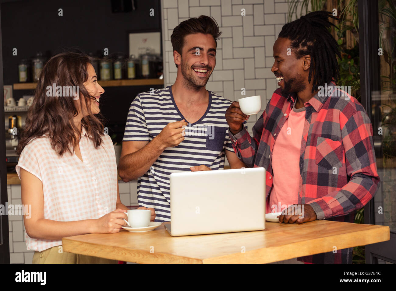 Cheerful woman laughing interacting hi-res stock photography and images ...