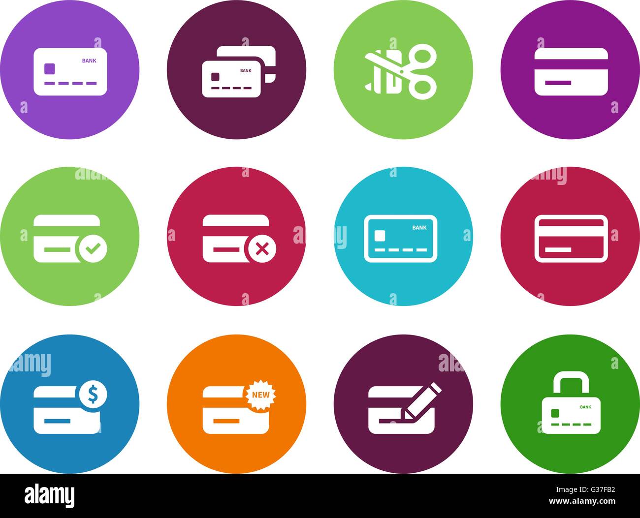 Credit card circle icons on white background Stock Vector Image & Art ...