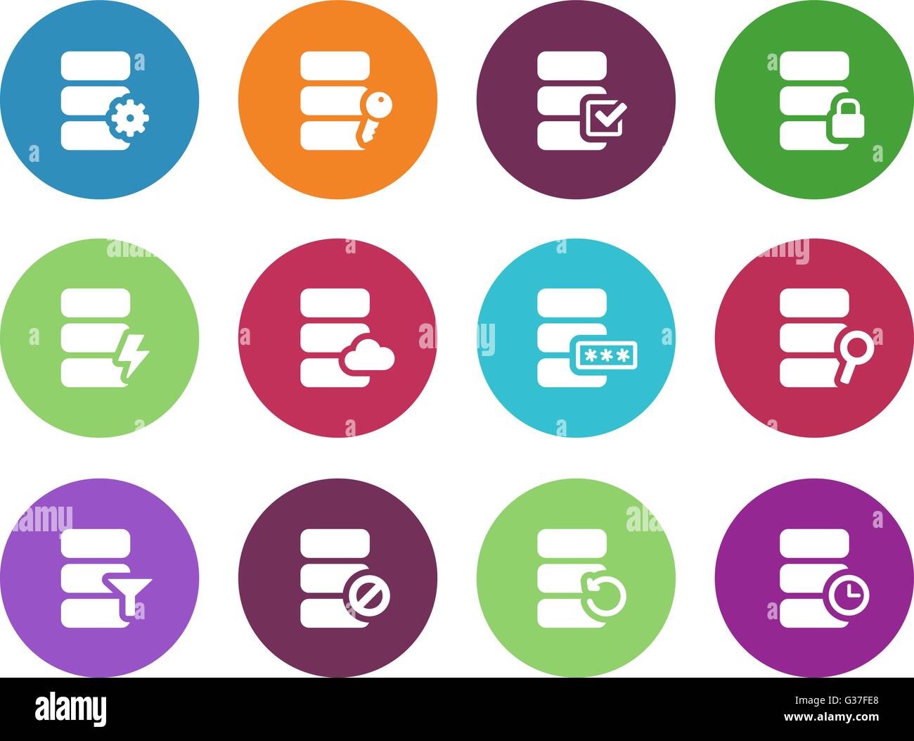 Database circle icons on white background Stock Vector Image & Art - Alamy