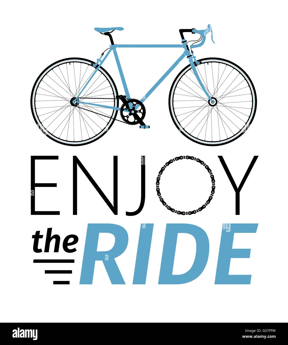 Classic Mens Town Road Bike With Enjoy The Ride Title Detailed Vector