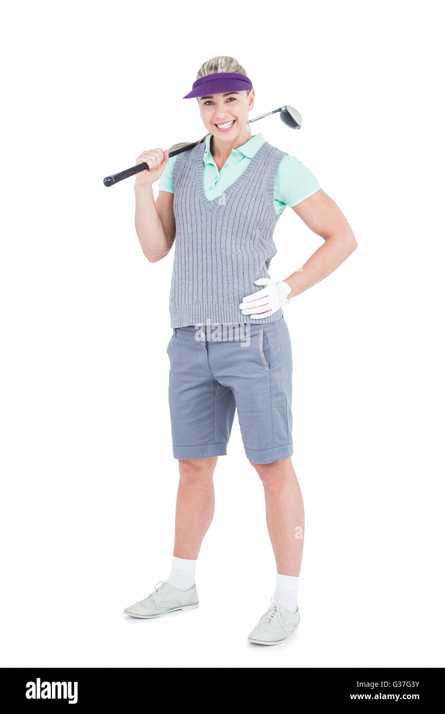 Pretty blonde playing golf Stock Photo - Alamy