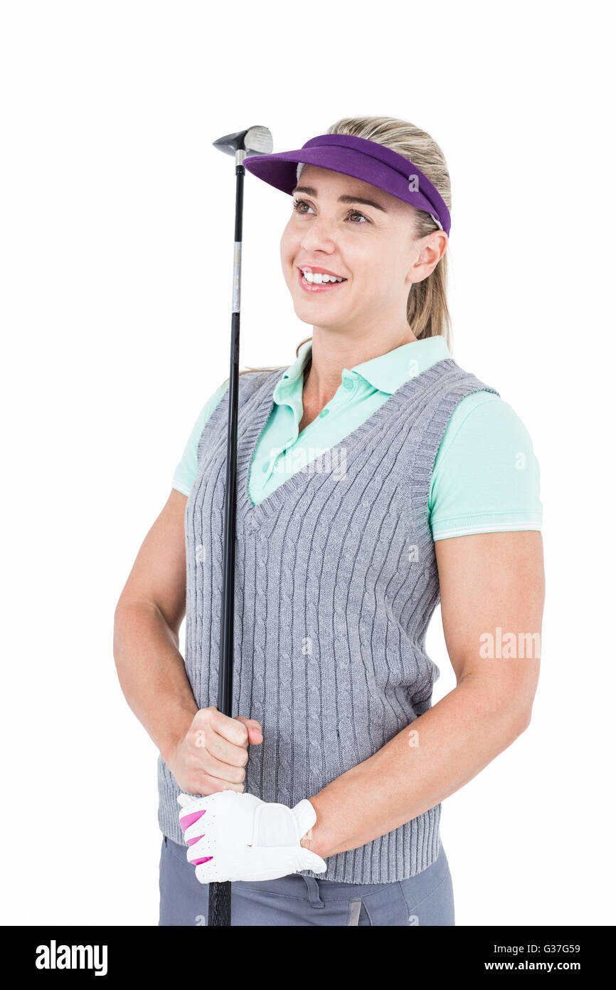 Pretty blonde playing golf Stock Photo - Alamy