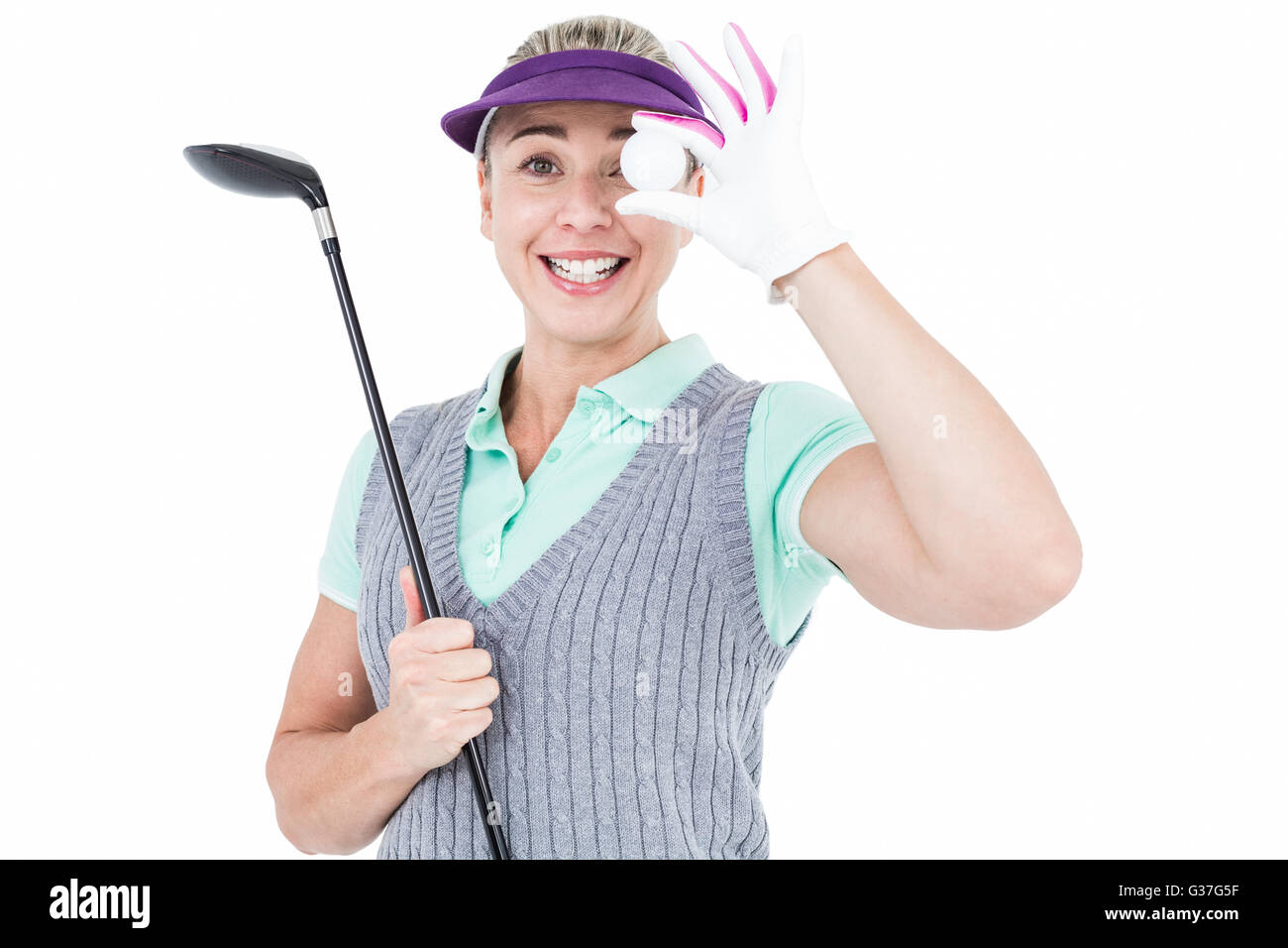 Pretty blonde playing golf Stock Photo - Alamy
