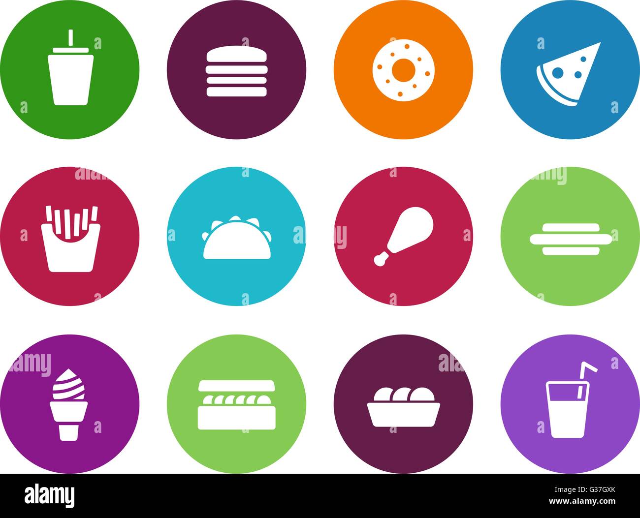 Fast food circle icons on white background Stock Vector Image & Art - Alamy