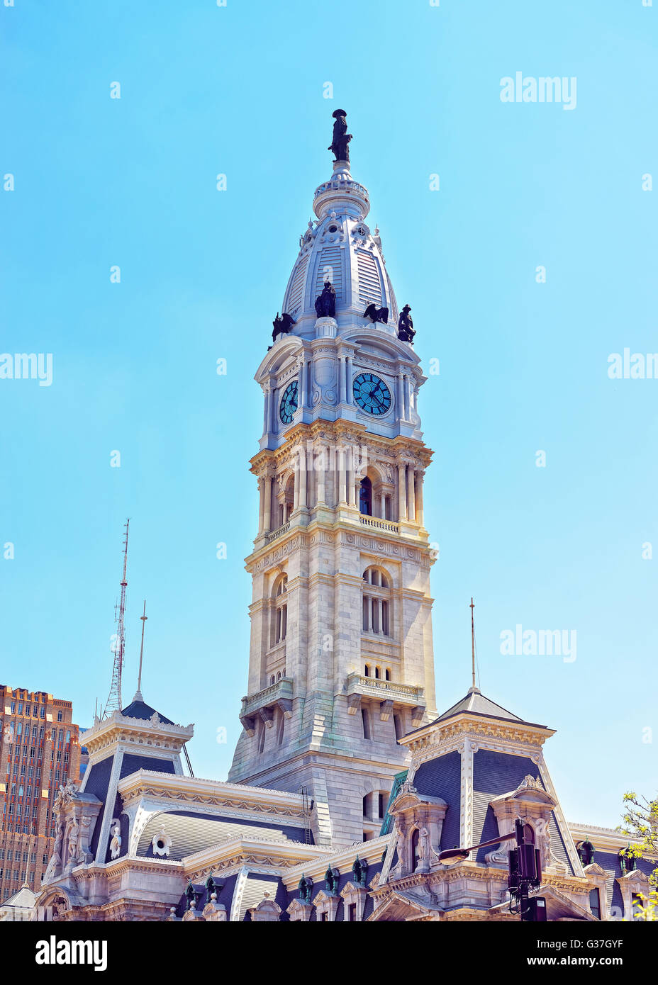 Philadelphia City Hall Dome with William Penn monument atop Tower ...